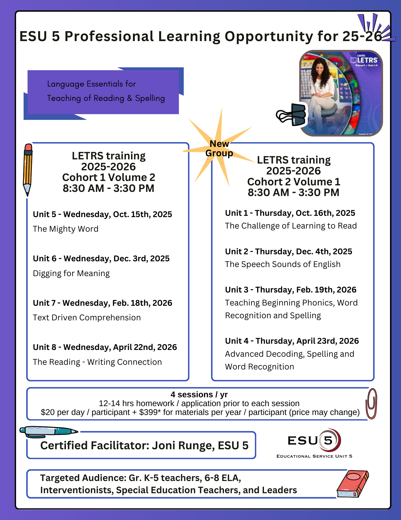 LETRS Training Cohort 2 Volume 1 | ESU 5 - Serving Educational Needs in ...